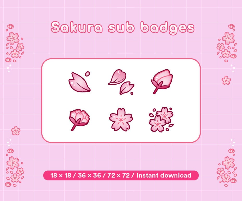 Blossoming Sakura Twitch Sub Badges | Bit Badges | Streamer Graphics ...