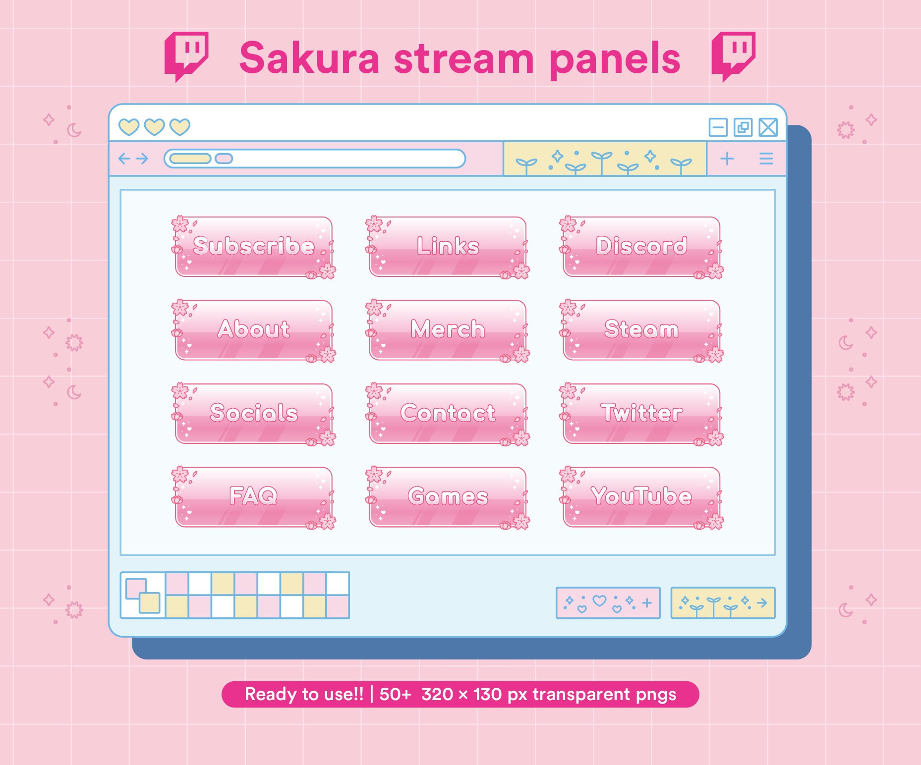 Twitch Sakura Stream Package | Streamer Graphics | Pink Floral ...