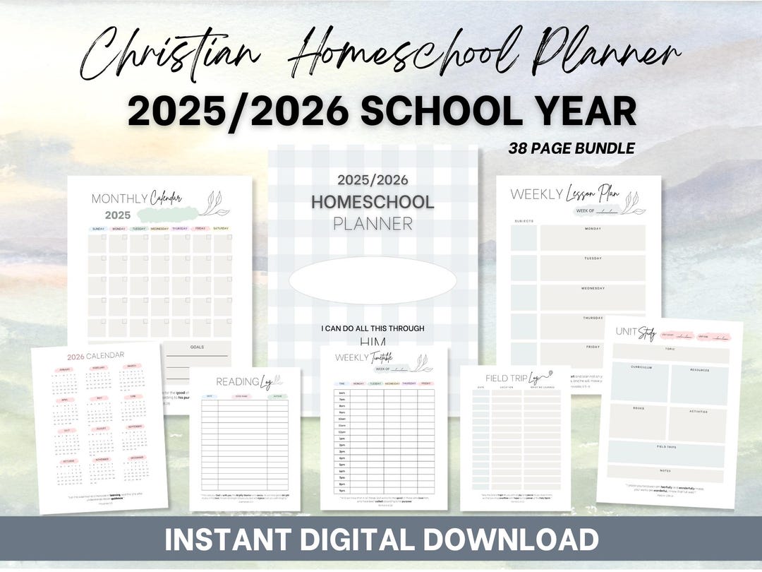 2025/2026 Christian Homeschool Planner - BUNDLE, Instant Download ...