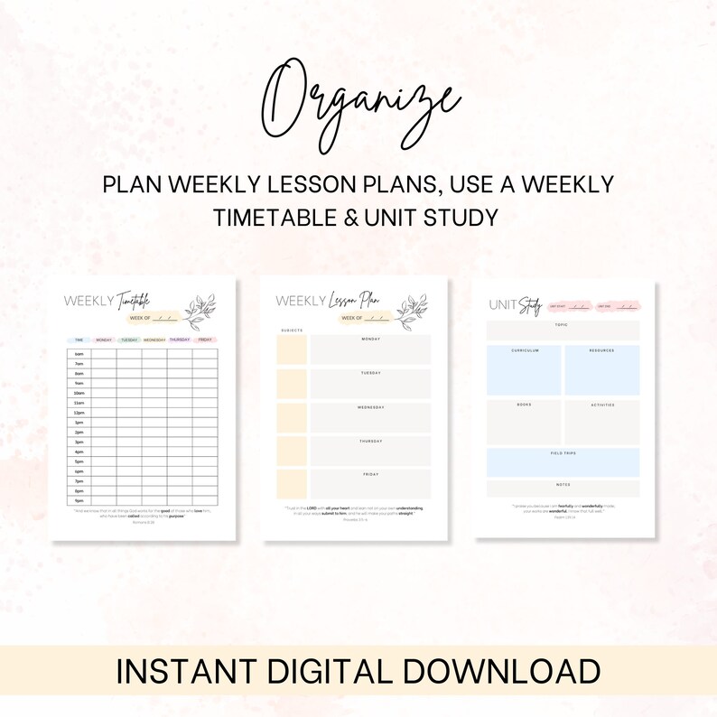 Christian Homeschool Planner BUNDLE, Instant Download, Lesson ...