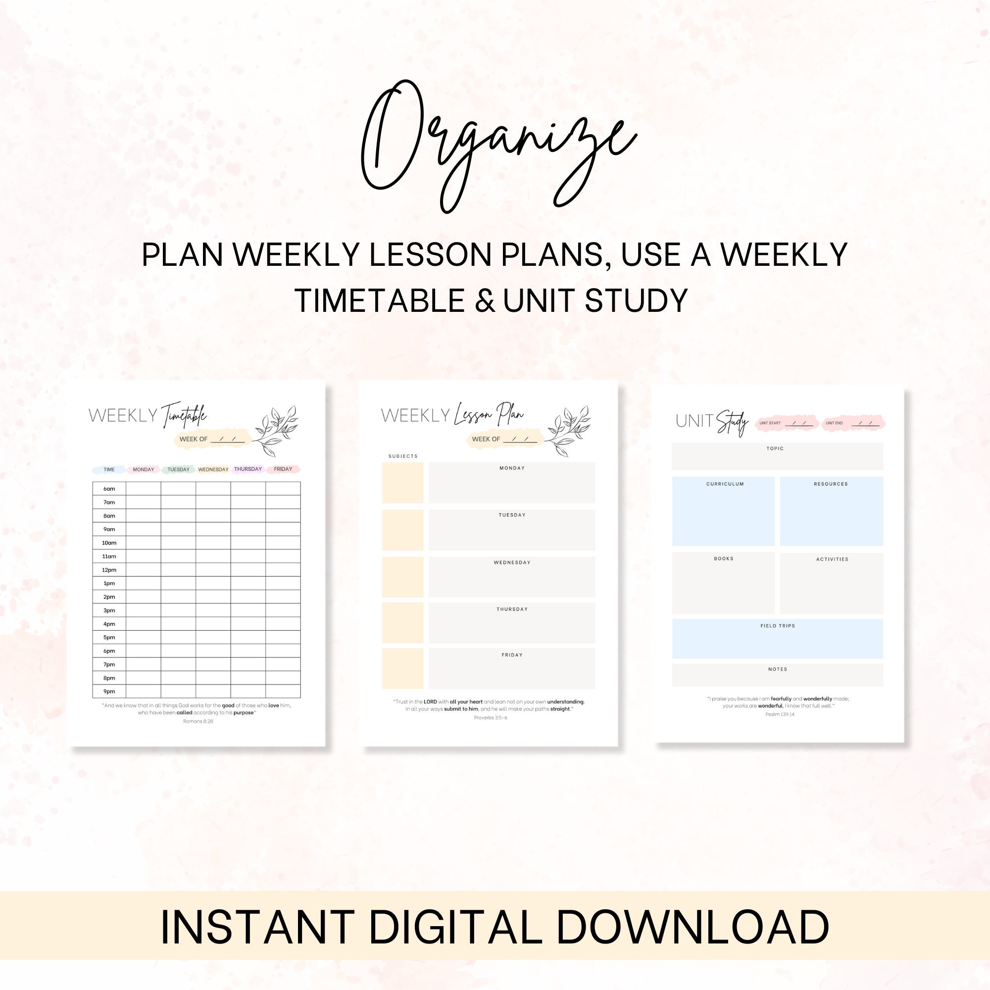 Christian Homeschool Planner BUNDLE, Instant Download, Lesson ...