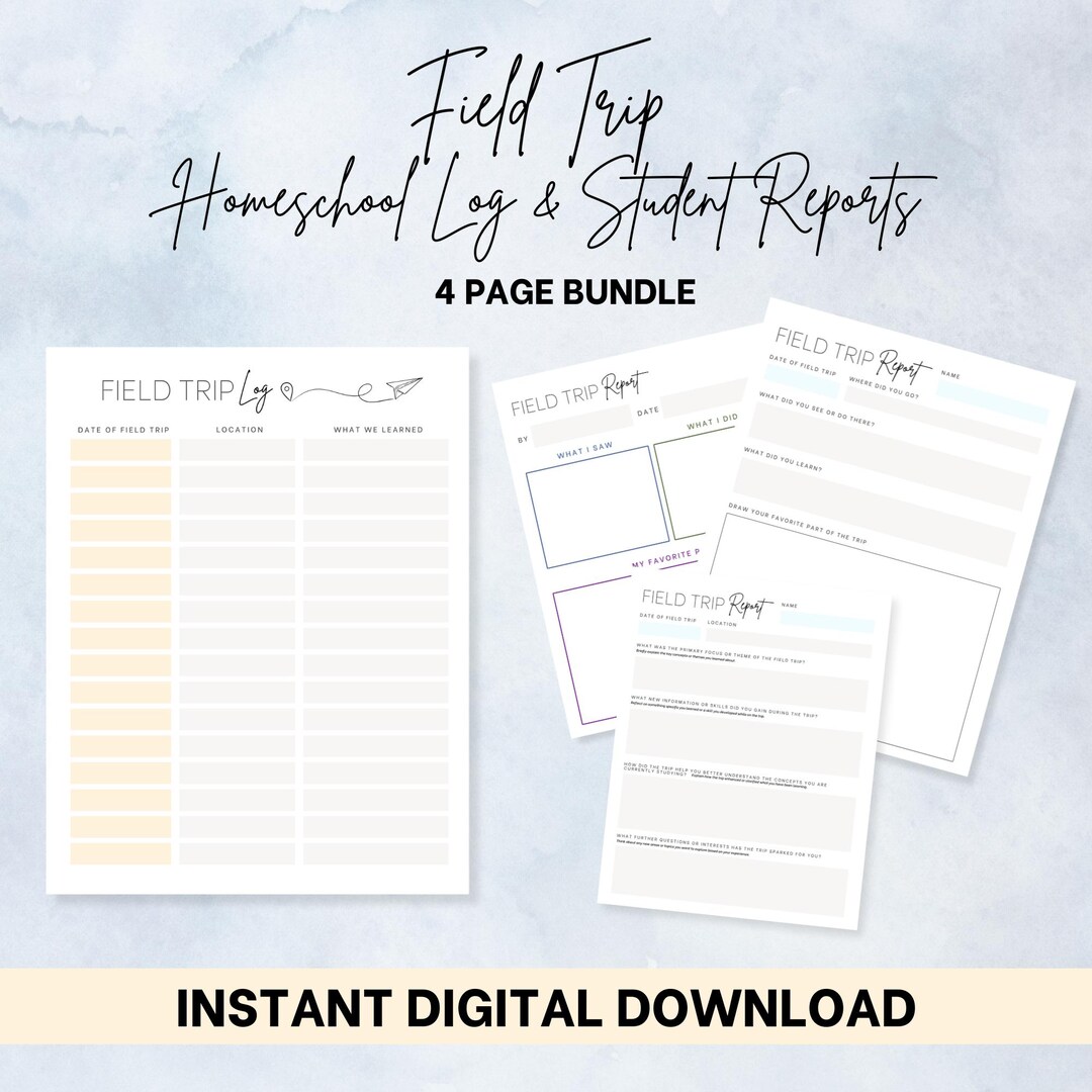 Homeschool Field Trip Log & Report Bundle - INSTANT PDF DOWNLOAD - Etsy