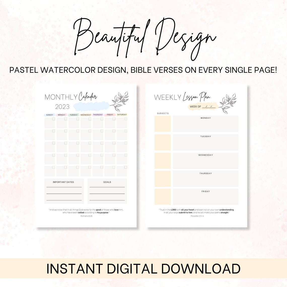 Christian Homeschool Planner BUNDLE, Instant Download, Lesson ...