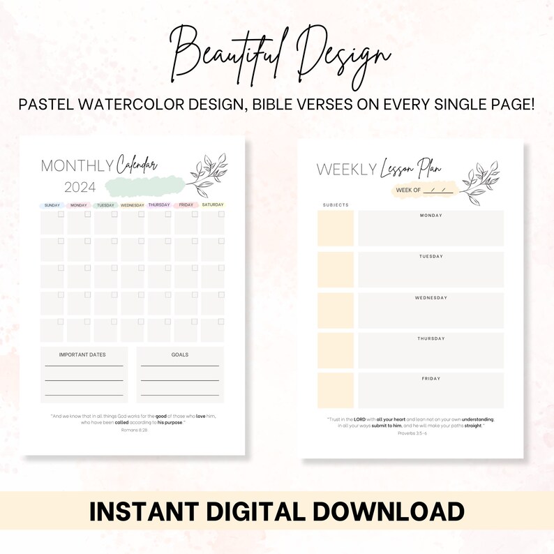 Christian Homeschool Planner - BUNDLE, Instant Download, Lesson ...