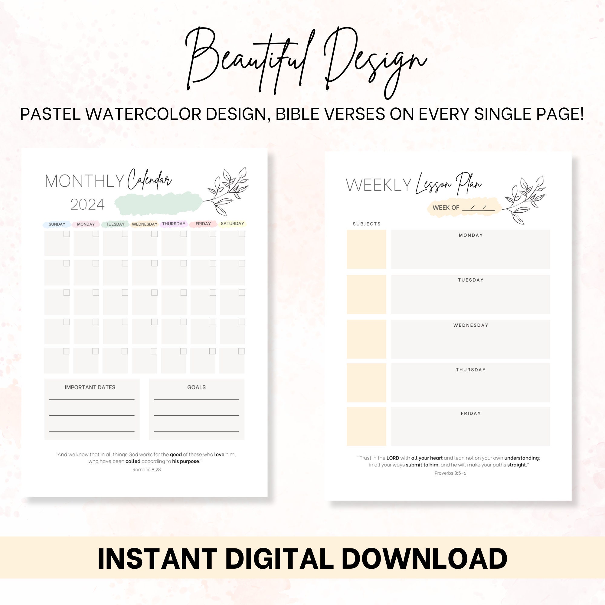 Christian Homeschool Planner - BUNDLE, Instant Download, Lesson ...