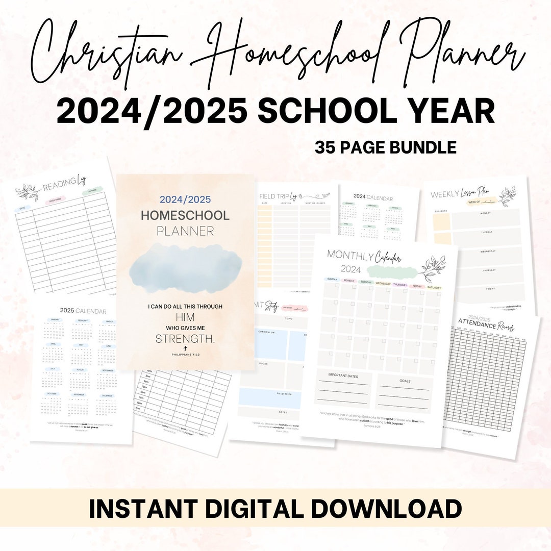 Christian Homeschool Planner - BUNDLE, Instant Download, Lesson ...