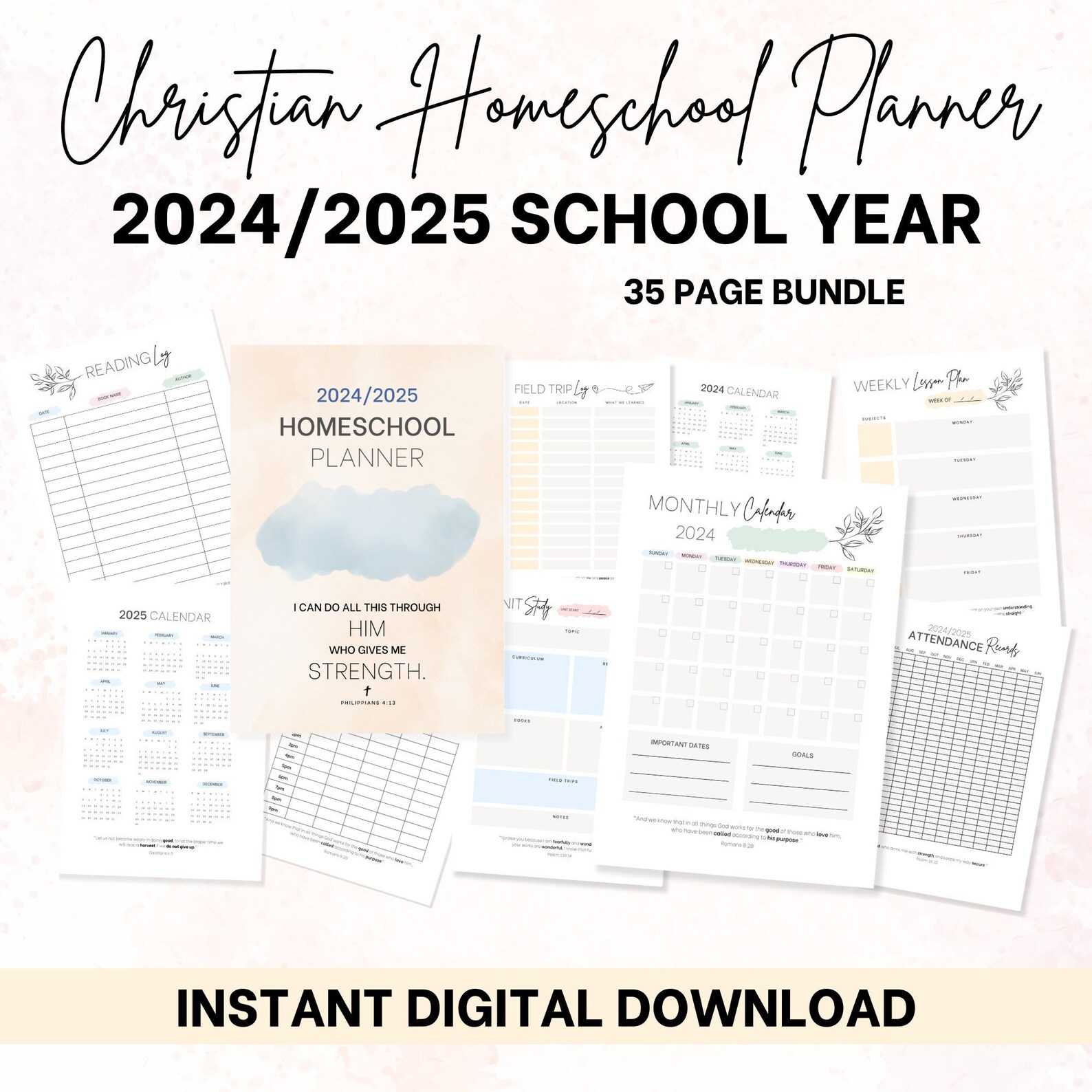 Christian Homeschool Planner - BUNDLE, Instant Download, Lesson ...