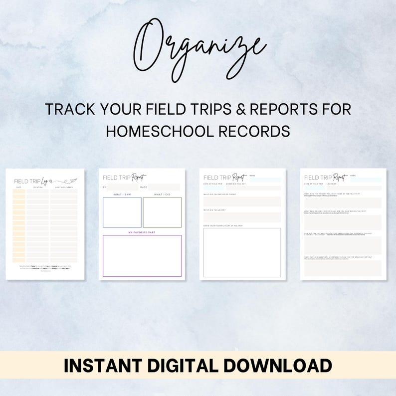 Homeschool Field Trip Log & Report Bundle - INSTANT PDF DOWNLOAD - Etsy