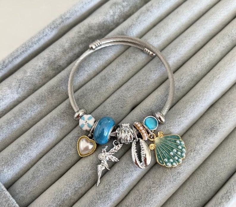 Pandora Style Charm Bracelet Set Woman Silver Charm Bracelet Nine ...