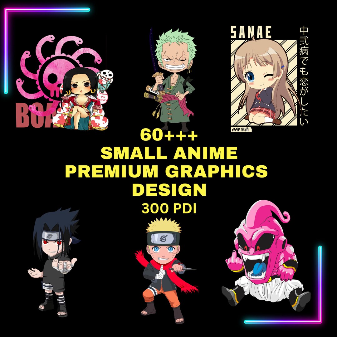 60 SMALL Anime Graphic Designs Anime PNG Print on Demand Printify ...