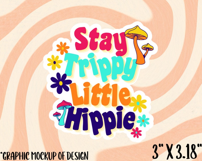 Retro 'stay Trippy' Sticker Hippie Sticker Retro Sticker Sunshine ...