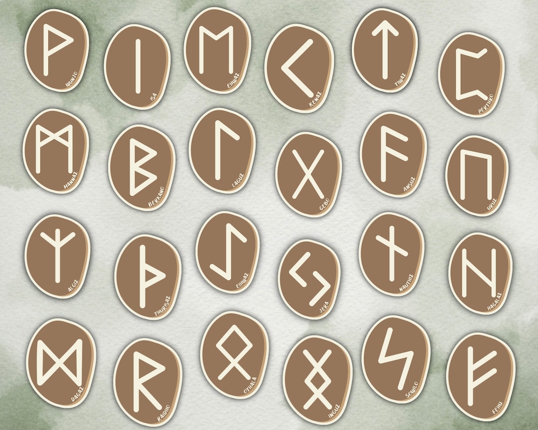 Rune Stone Sticker Pack Elder Futhark Runes Divination Stickers Laptop ...