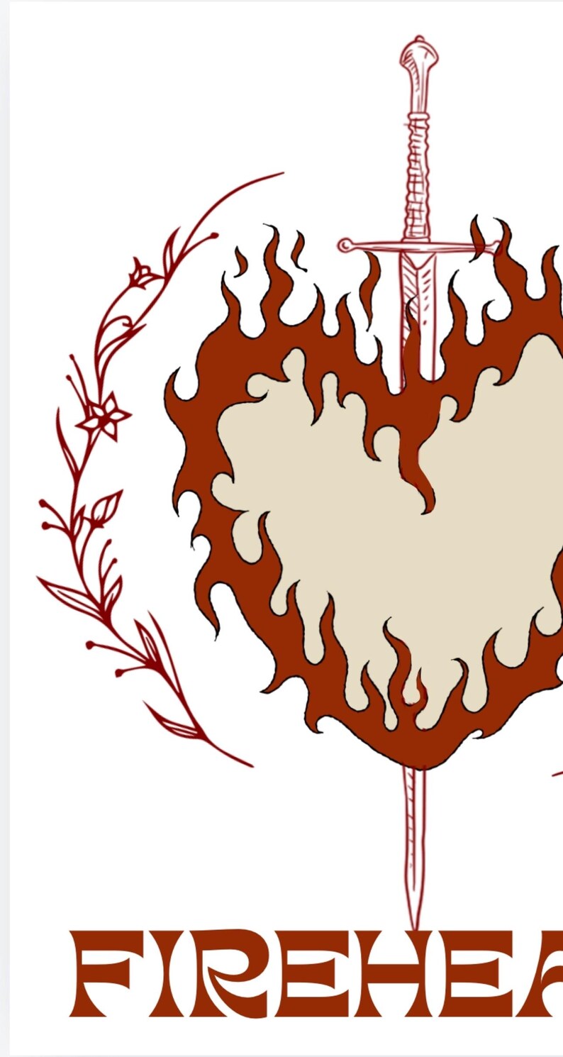 Throne of Glass “FIREHEART” Art, Digital Prints for Merchandise, Art ...