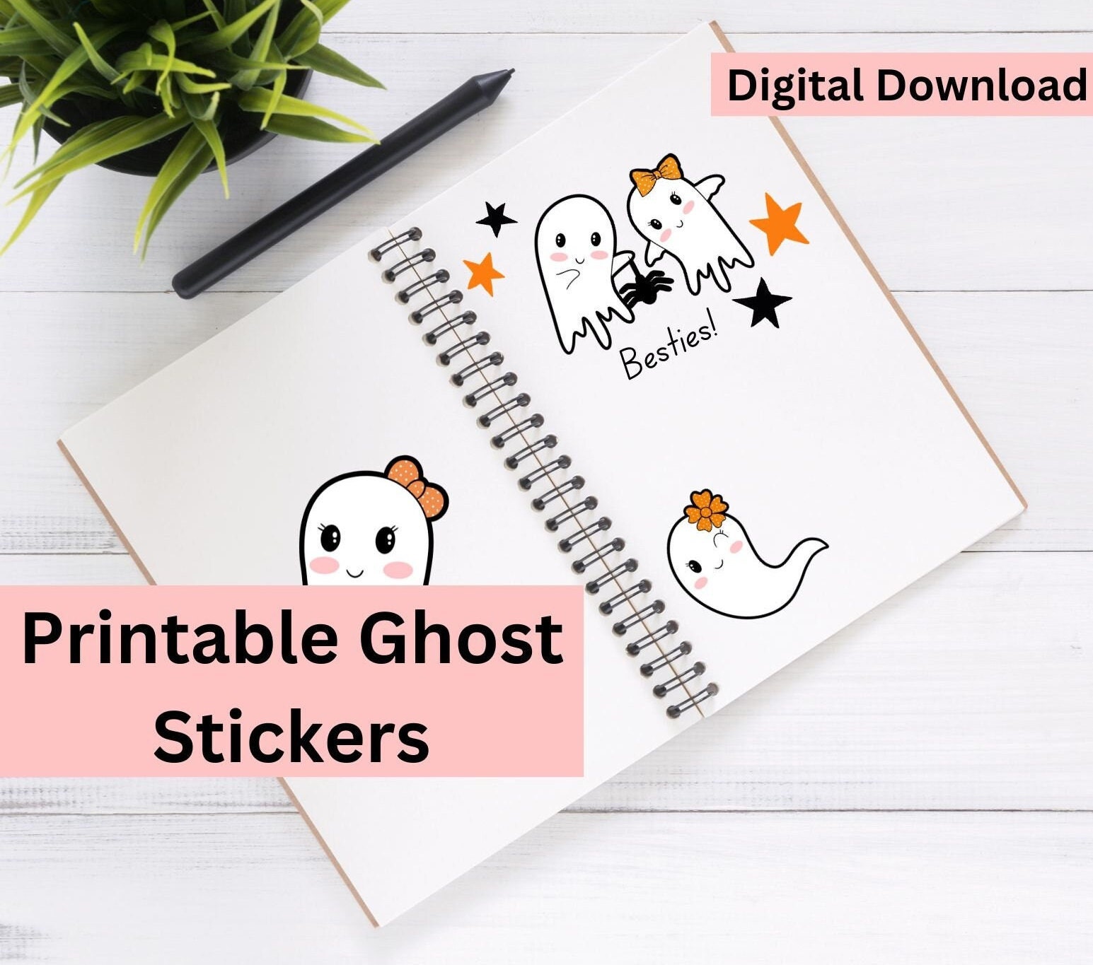 Printable Cute Ghost Stickers Friendly Spooks for - Etsy