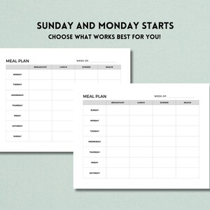 Printable Weekly Meal Planner Landscape, Food Diary, Meal Tracker, Food ...
