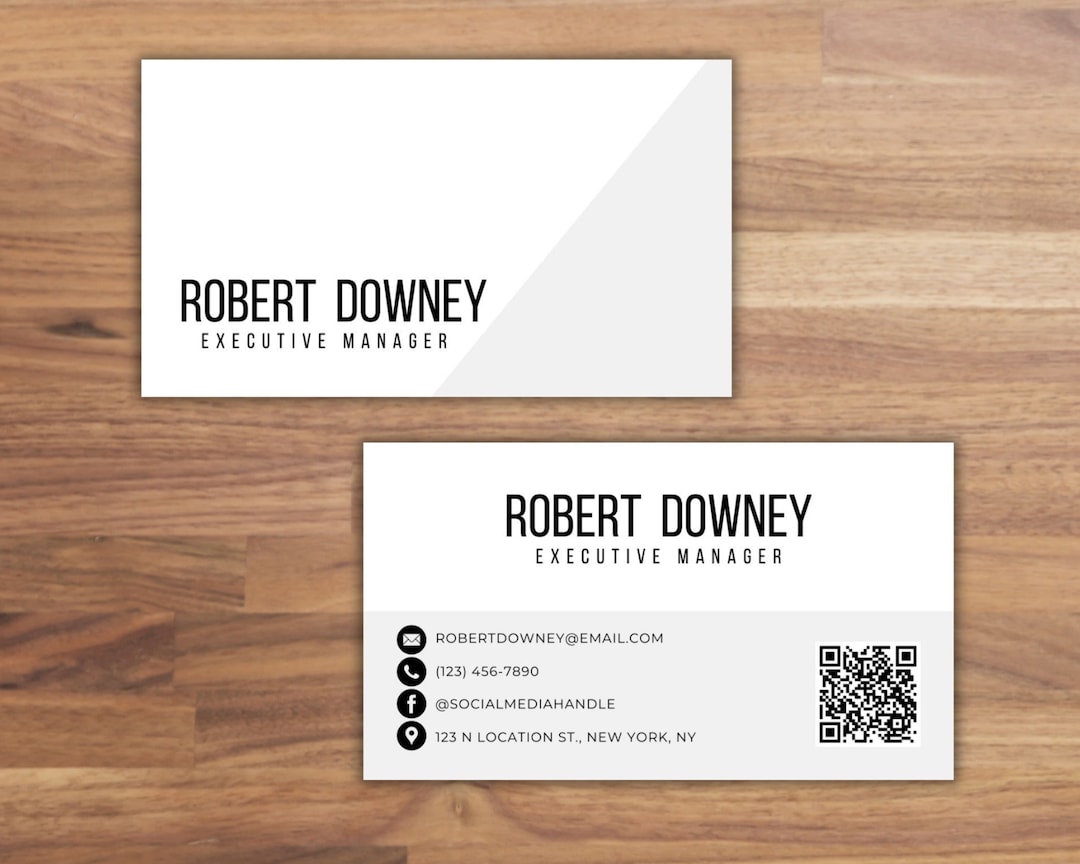 Business Card With QR Code Template, Men Business Card, Modern Business ...