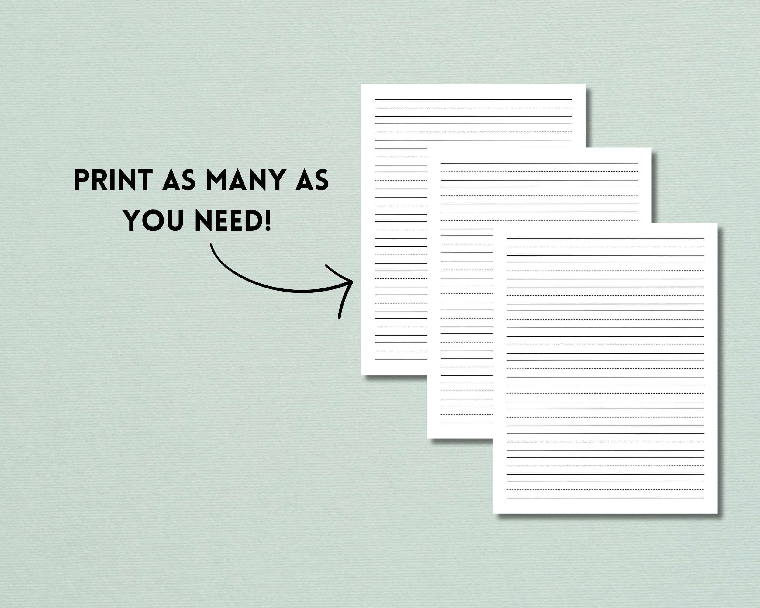 Handwriting Practice Paper Printable, Printable Stationary, Penmanship ...