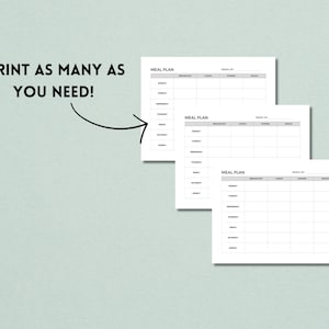 Printable Weekly Meal Planner Landscape, Food Diary, Meal Tracker, Food ...