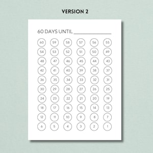 100, 60, 30 Day Countdown Printable Template, Countdown Calendar ...
