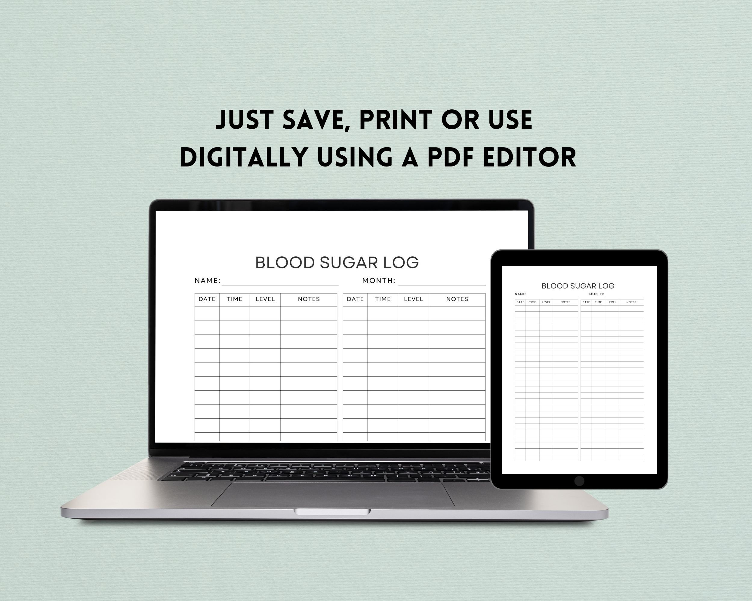 Blood Sugar Log Printable Template, Diabetic Printable, Glucose Tracker ...