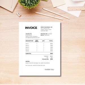Printable Invoice for Canva, Bakery Invoice, Editable Invoice, Custom ...