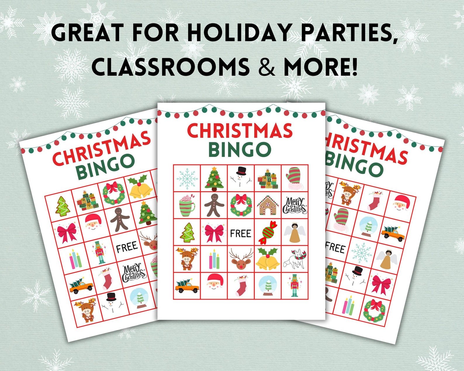 Holiday Bingo, Christmas Bingo Cards, Christmas Bingo Printable ...