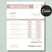 Bakery Invoice Template Printable Invoice Pink Invoice - Etsy