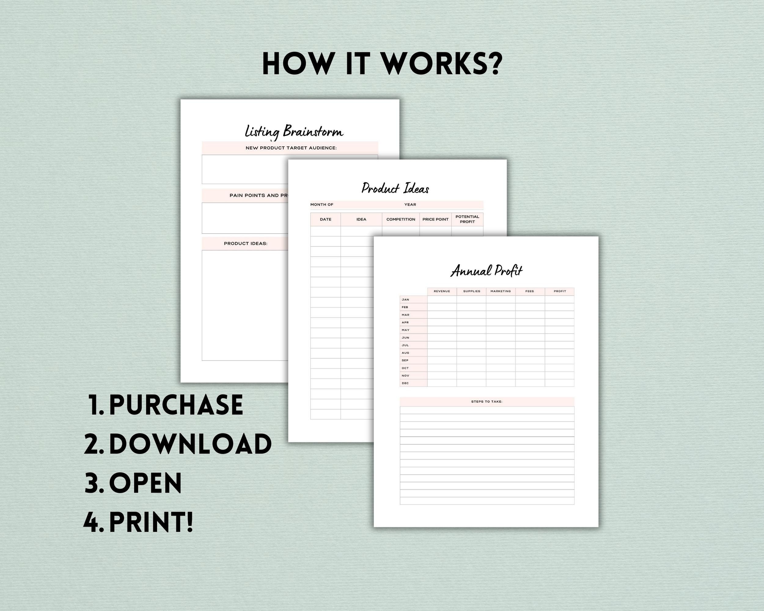 Etsy Shop Planner Printable Template, Etsy Shop Bundle, Etsy Seller ...