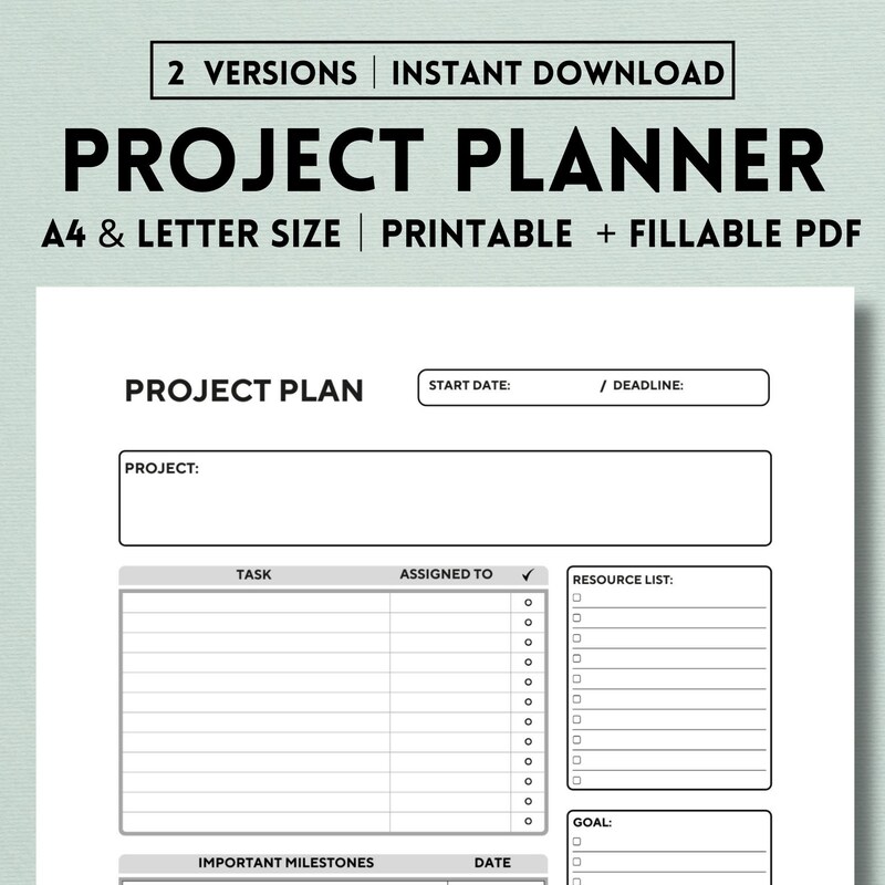 Project Planner Printable - Etsy