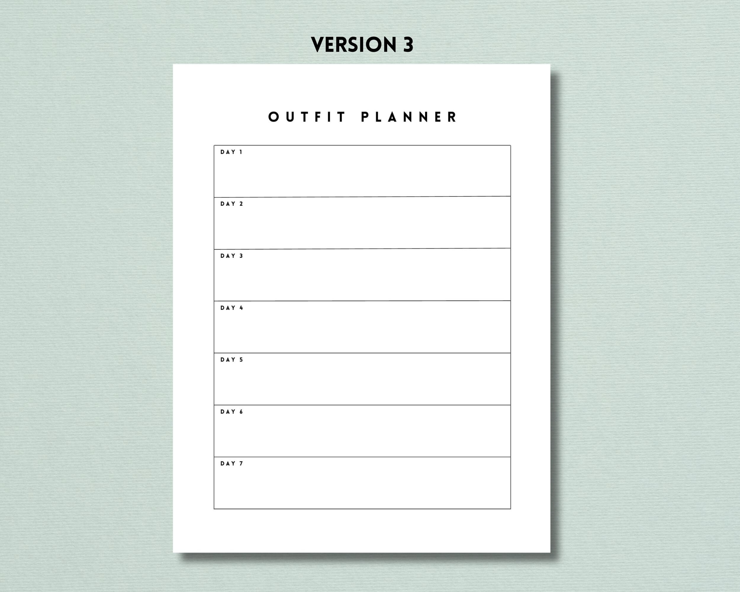 Travel Outfit Planner Printable Daily Outfit Planner - Etsy