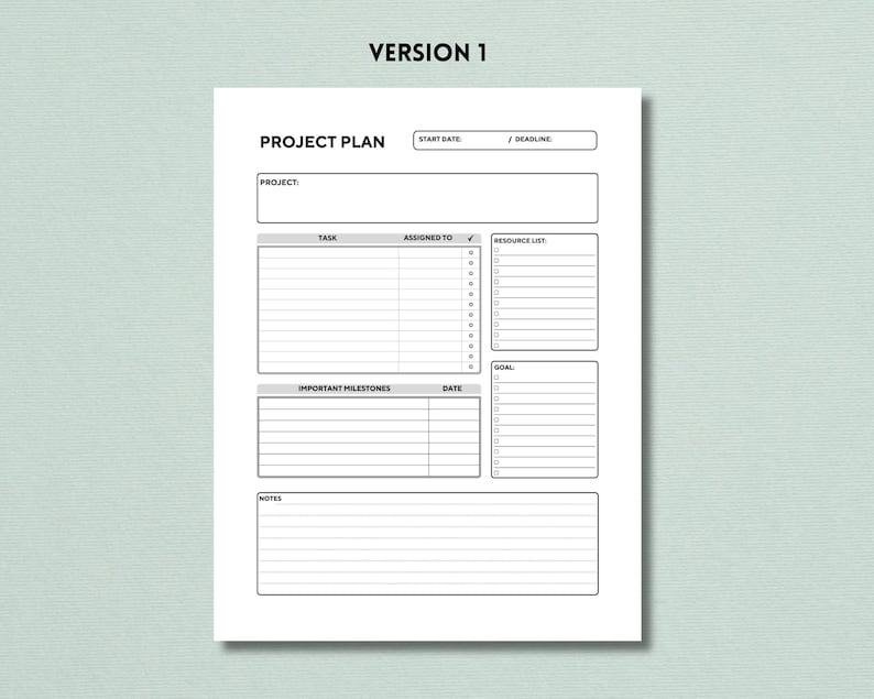 Project Planner Printable Template, Task Tracker, Productivity Planner ...