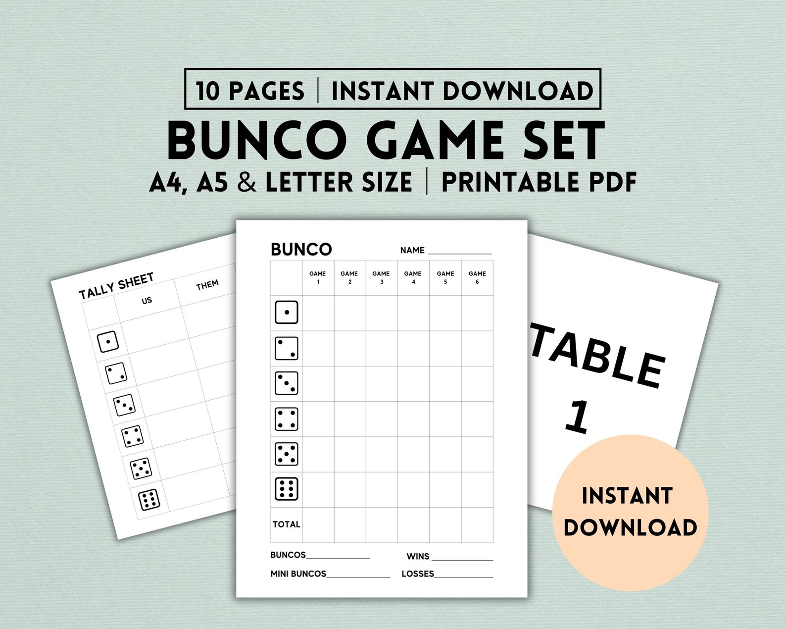 Bunco Score Sheet Printable, Bunco Score Cards, Bunco Party, Party ...