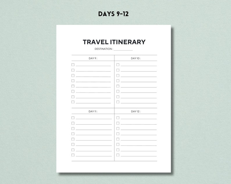 Travel Itinerary Printable, Travel Itinerary Sheets, Travel Planner ...