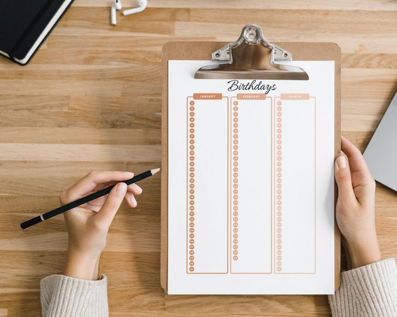 Birthday Dates Printable Template, Reminder Book, Birth Date List ...