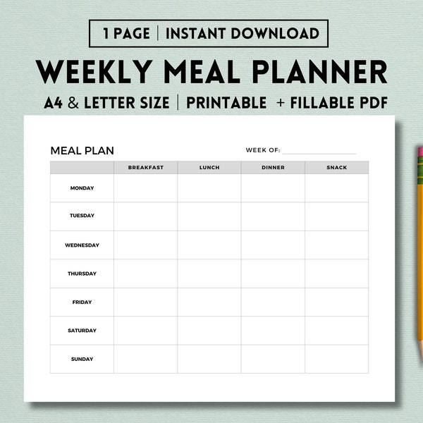 Meal Planner Printable - Etsy
