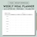 Printable Weekly Meal Planner Landscape Food Diary Meal - Etsy