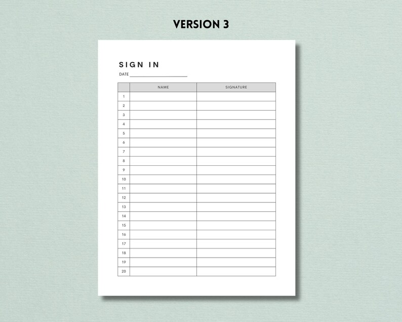 Sign in Sheet Printable, Event Sign In, Open House Sign In, Real Estate ...