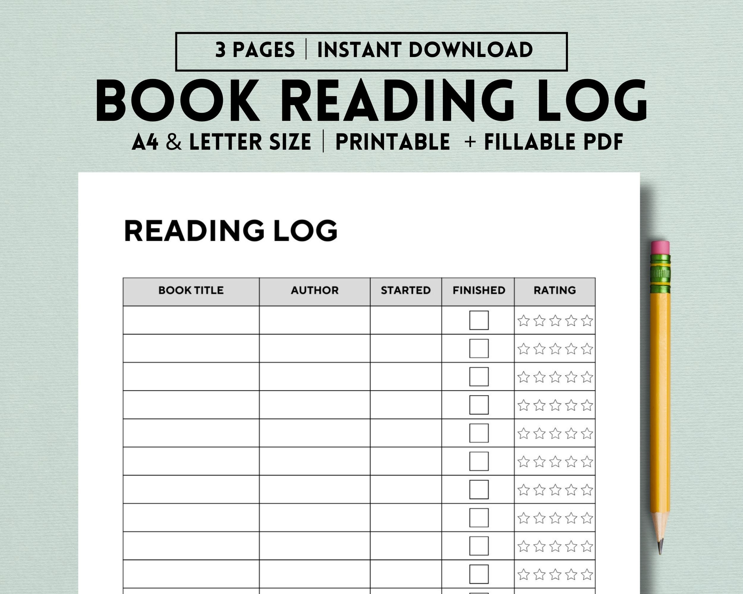 Book Reading Log Planner Printable Template Reading Journal - Etsy