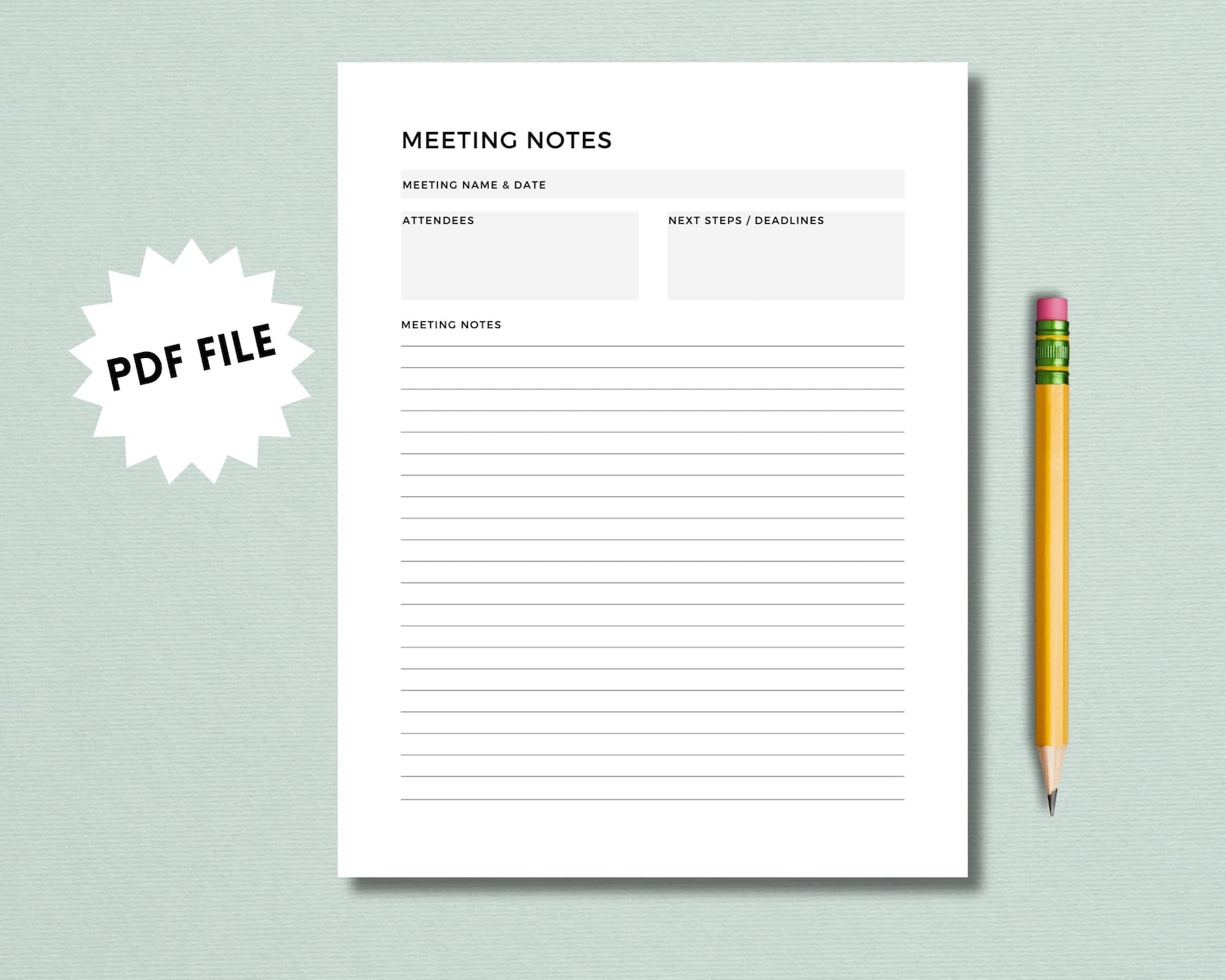 Meeting Notes Printable, Note Taking Template, Office Organization ...