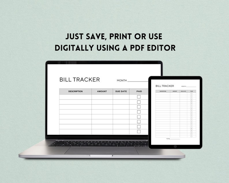 Monthly Bill Tracker Printable Template Expense Tracker Bill - Etsy