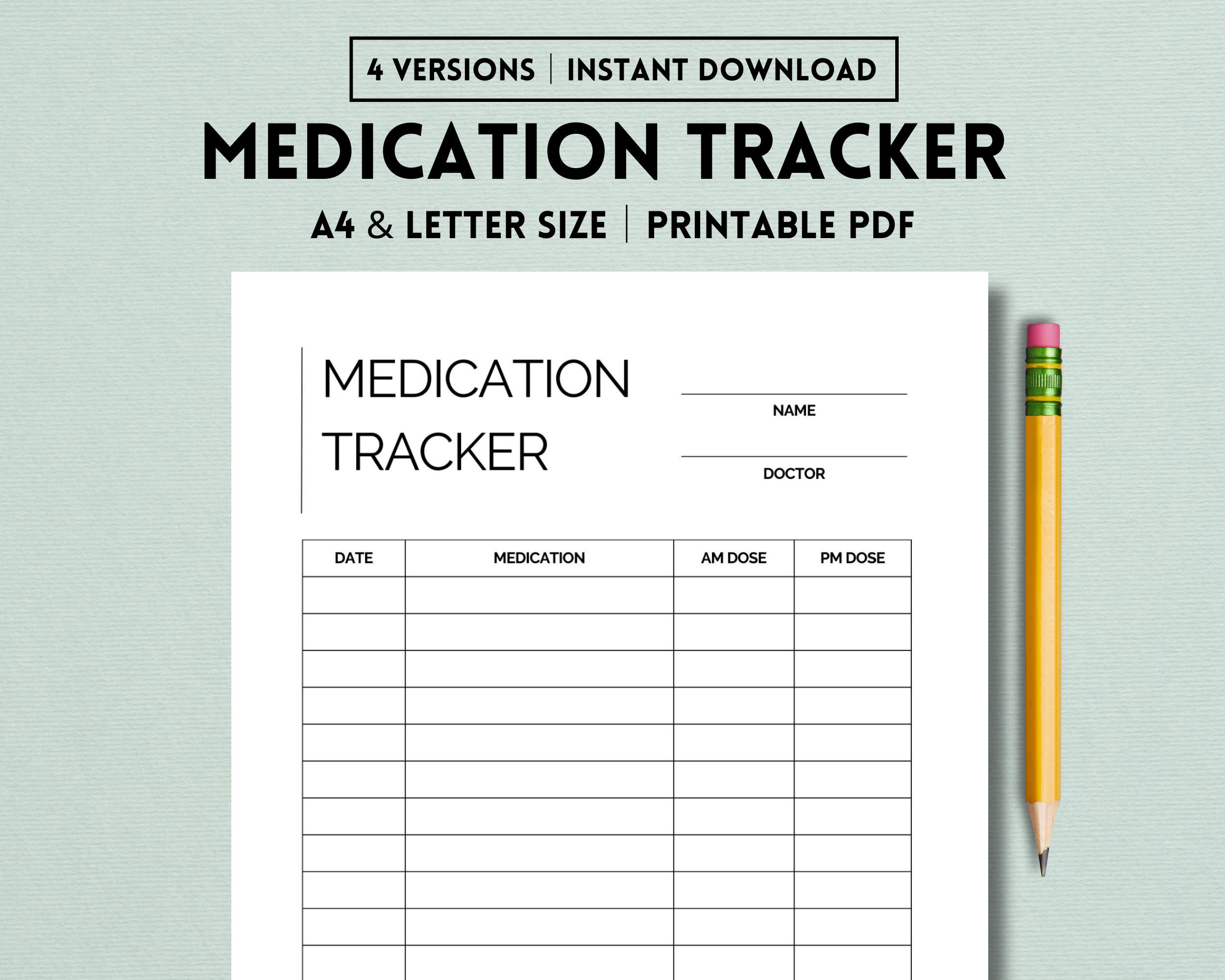 Printable Medication Tracker: Daily Pill & Dosage Chart PDF Download - Etsy