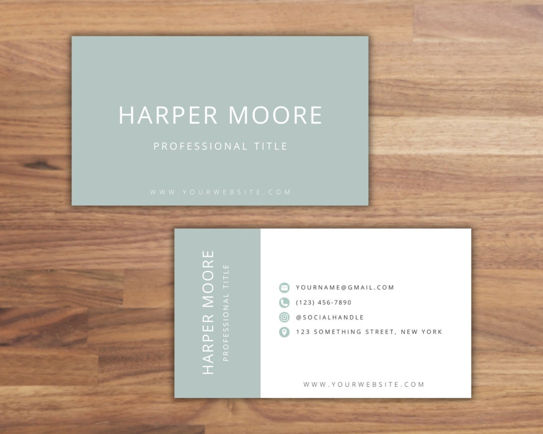 Green Business Card Template, Rustic Business Card Template ...