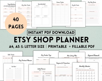 Printable Etsy Seller Planner Etsy Shop Business Plan Etsy