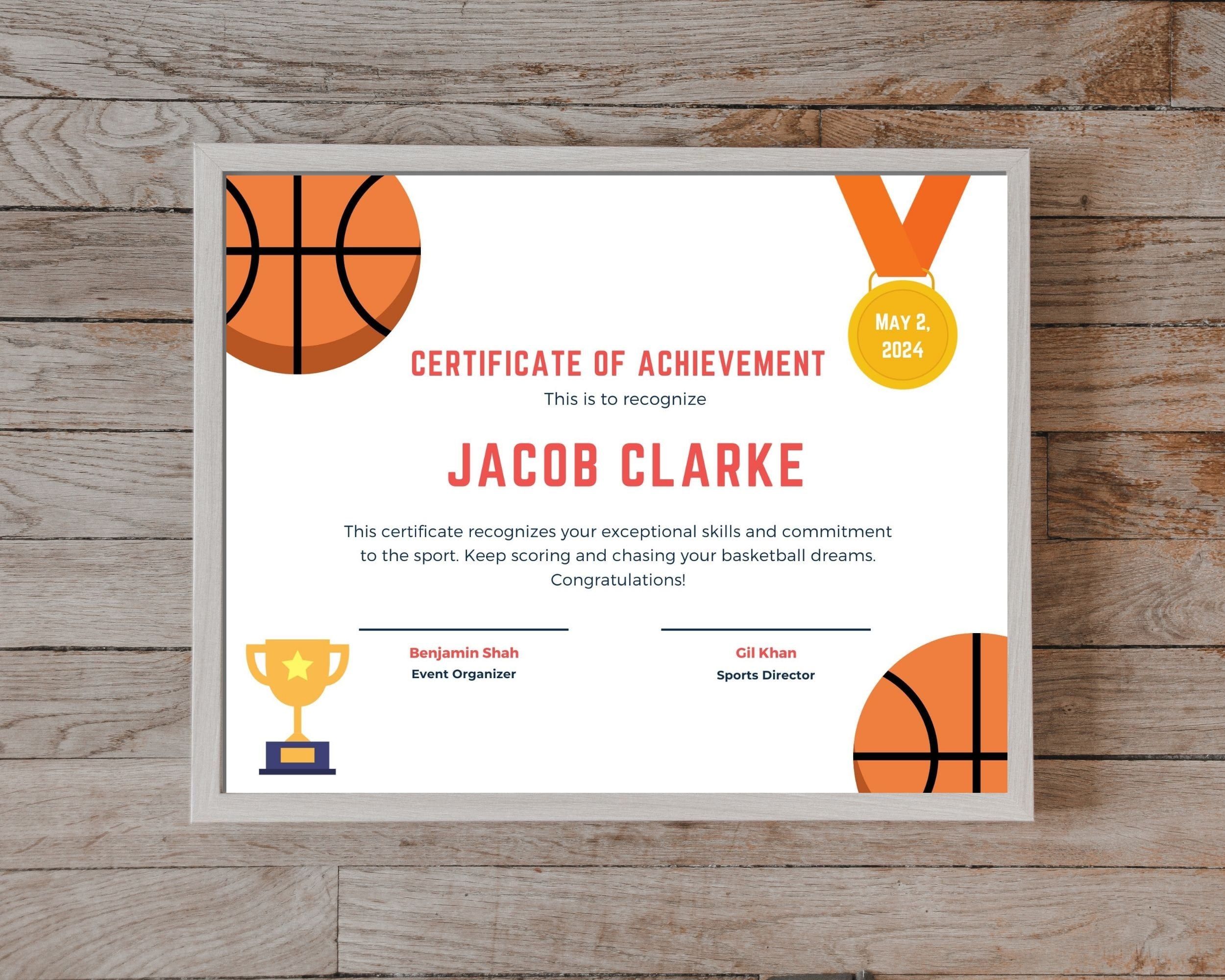 Basketball Certificate Editable, Award Ceremony Certificate, Printable ...