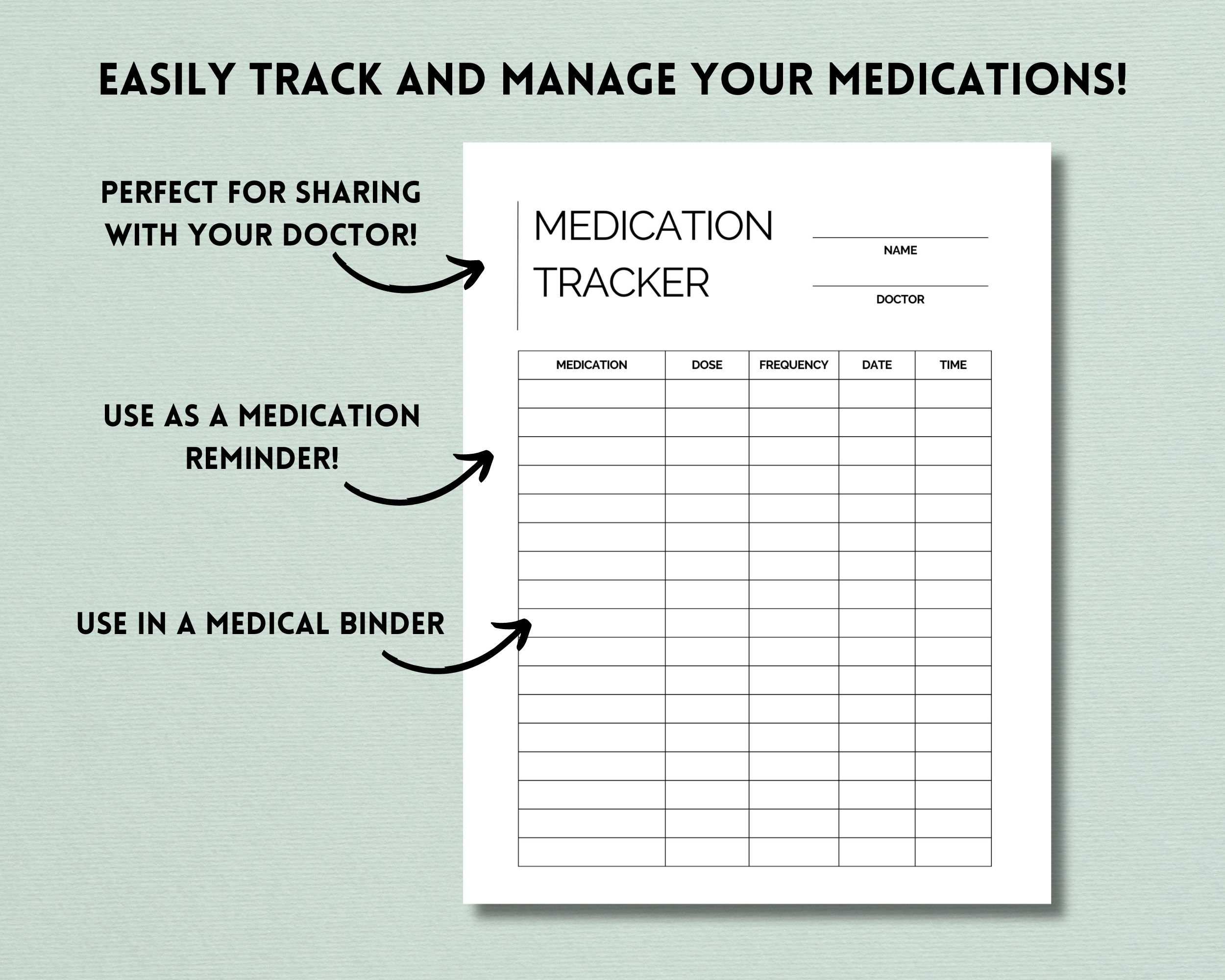 Printable Medication Tracker: Daily Pill & Dosage Chart PDF Download - Etsy