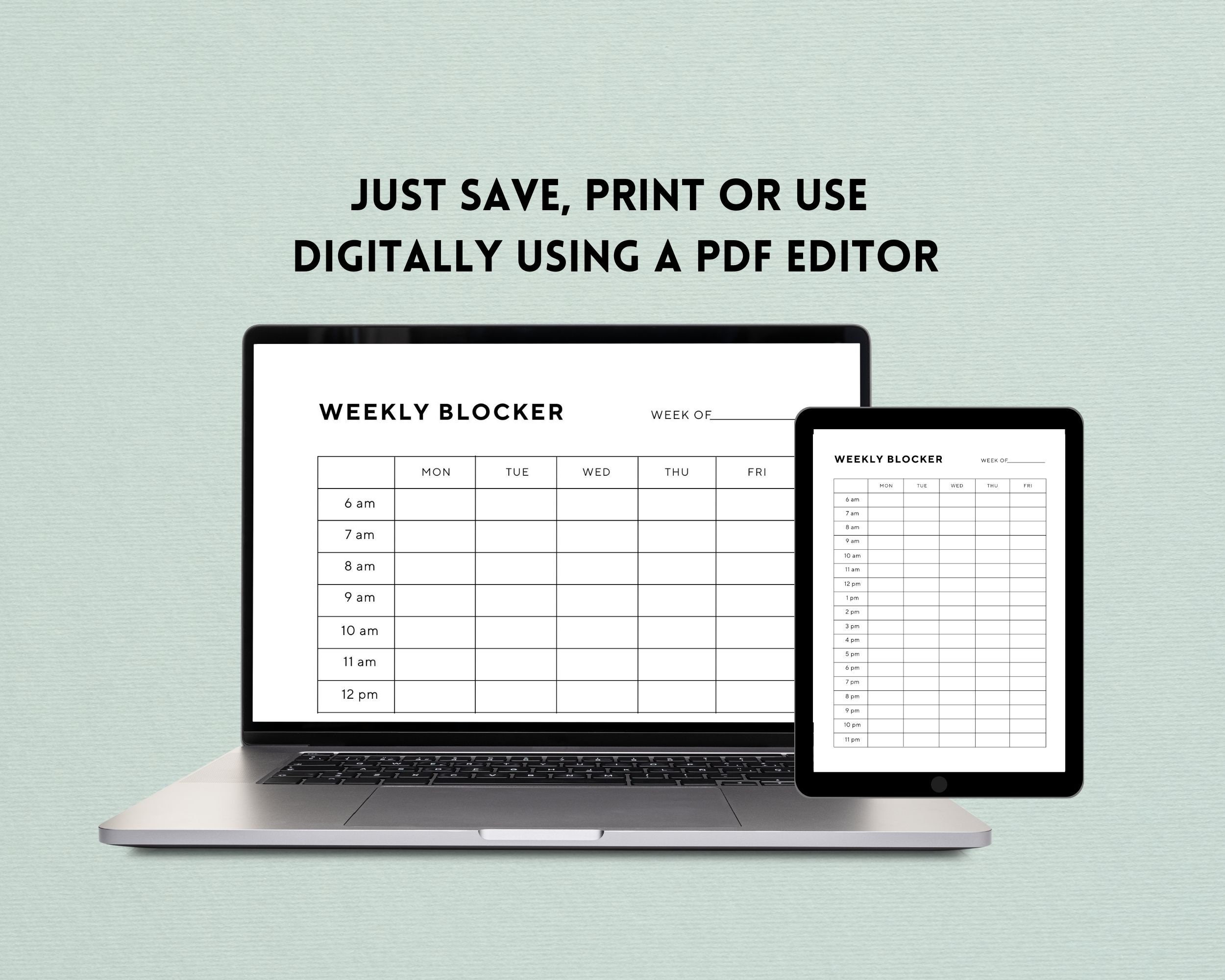 Daily and Weekly Schedule, Time Blocking Digital Planner, Week at a ...