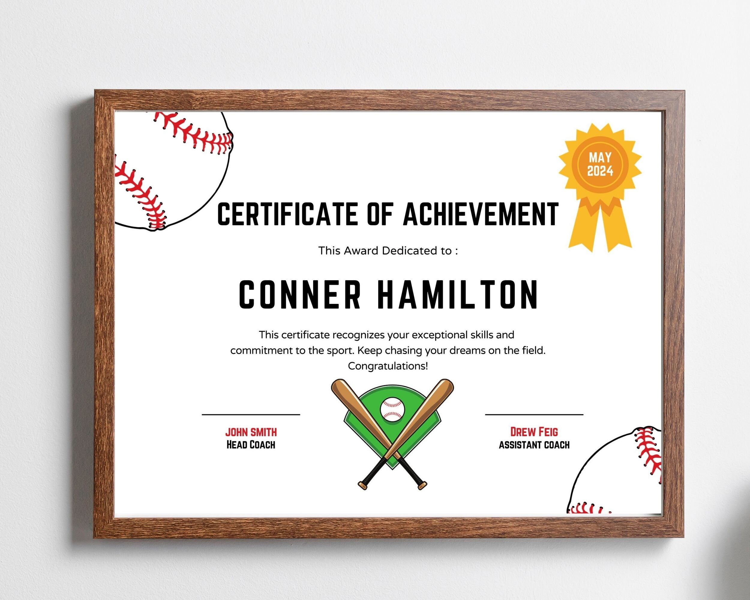 Baseball Certificate Editable, Award Ceremony Certificate, Printable ...