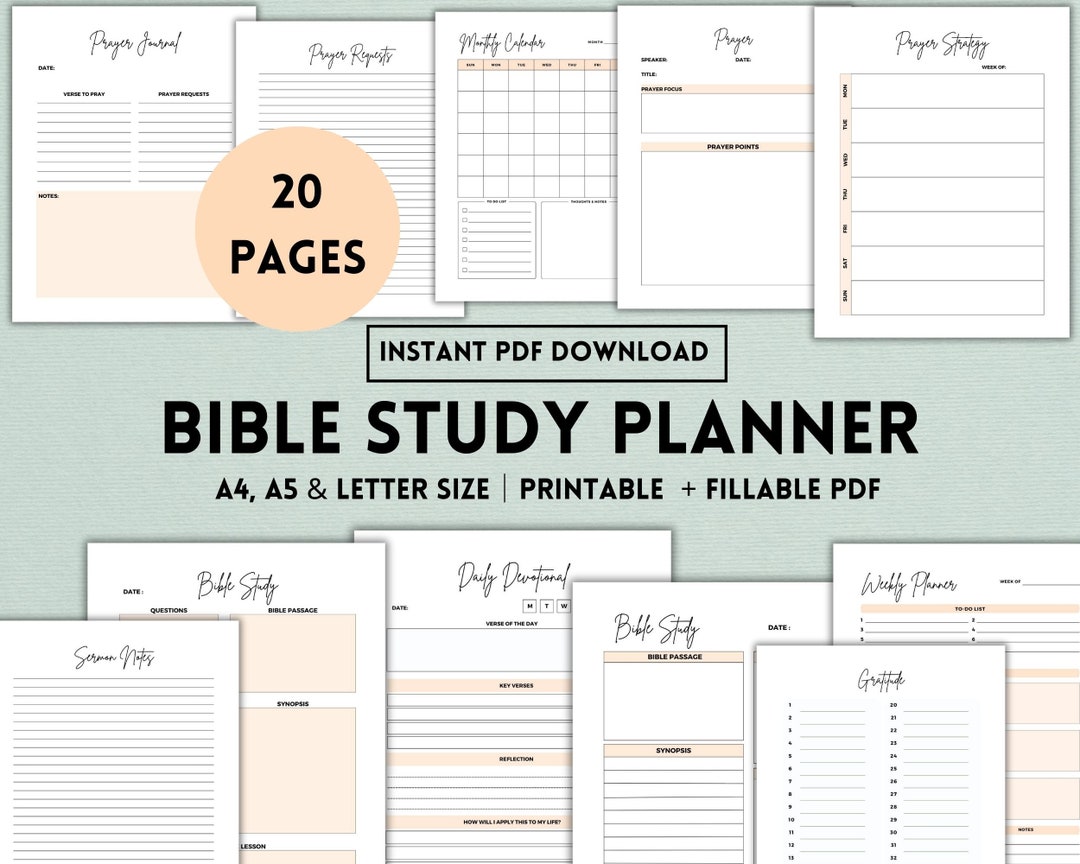 Bible Study Planner, Bible Study Journal, Sermon Notes, Devotional ...