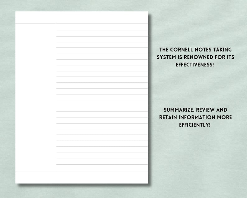 Cornell Notes Printable Template, Blank Notes Page, Study Note Taking ...