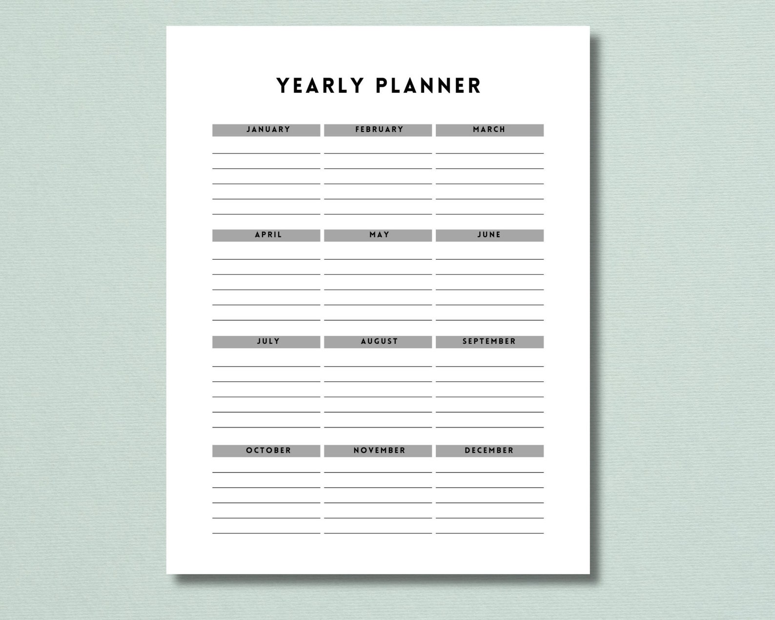 Yearly Planner Printable Yearly Tasks Yearly To-do List - Etsy